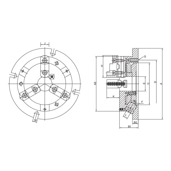 Vertex 3-Jaw Super Thin Chuck 6″ for Mill VNBK-6, 5002-070