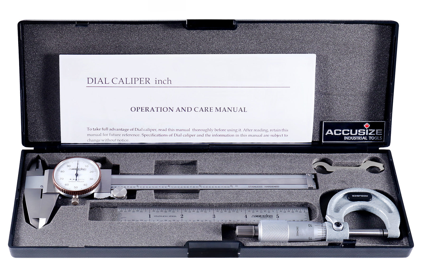 3pcs Measuring Tool Sets, 6" Caliper, 1" Micrometer and 6" Rule, #3600