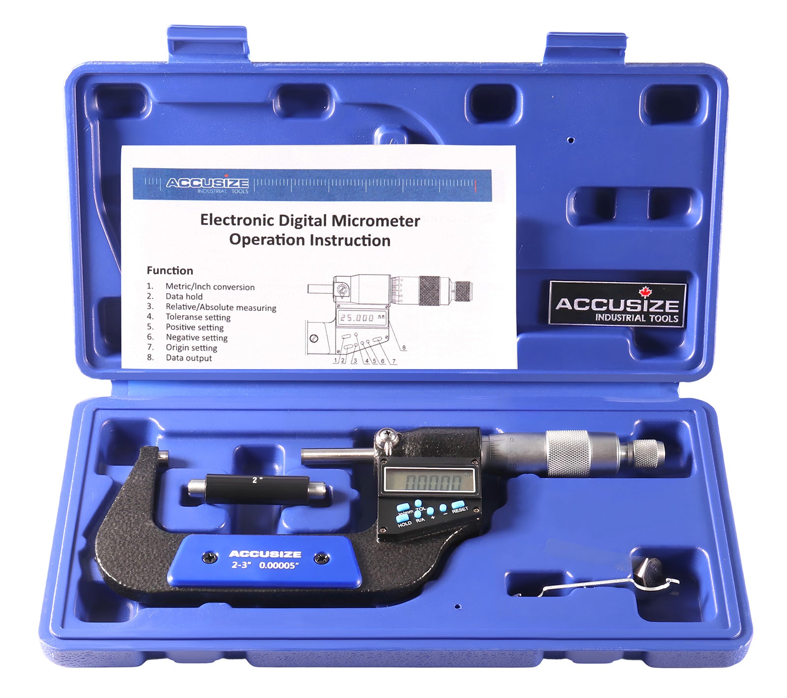 Electronic Digital Micrometers, 7 Keys, 0-1", 1-2", 2-3", 3-4", 4-5",