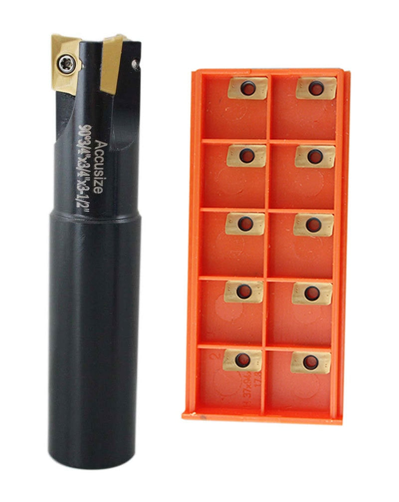 3/4" 90 Deg Square Shoulder Indexable End Mill plus 13 APKT11T308 Carb