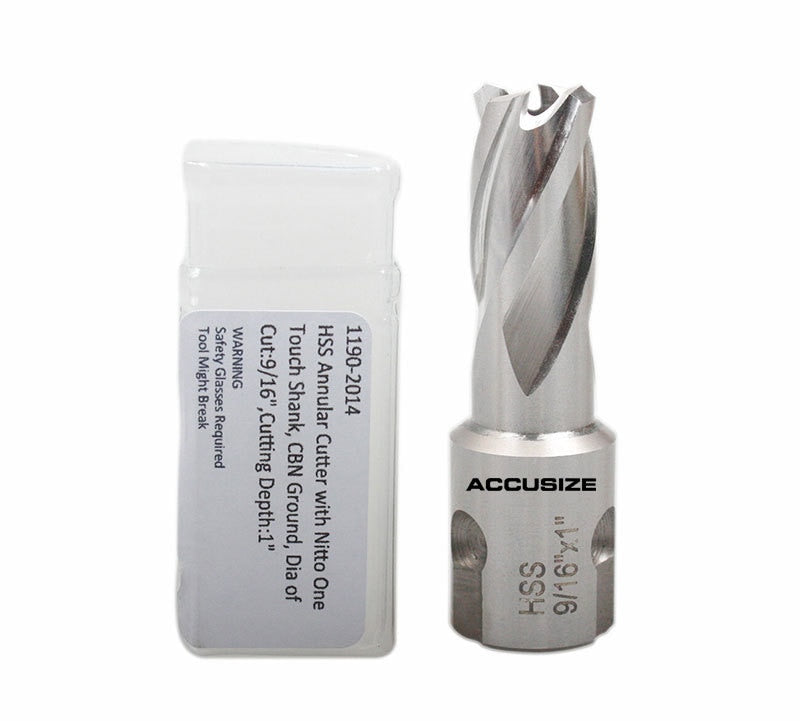 HSS Annular Cutter with Nitto One Touch Shank, CBN Ground, Cutting dep