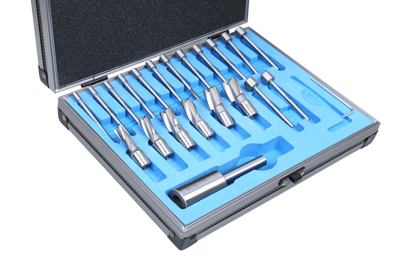 21 Piece High Speed Steel Interchangeable Pilot Counterbore Set, Imper