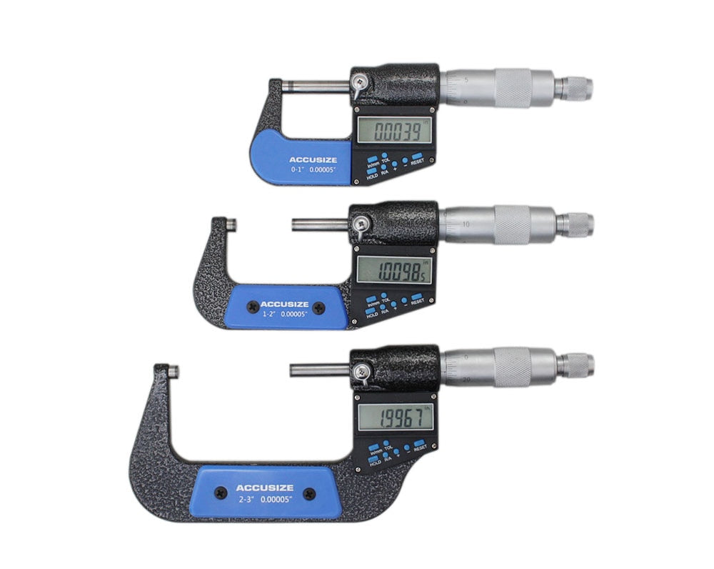 3ps/set, 0-1", 1-2", 2-3" 7-Key-Electronic-Digital-Micrometers inch/me