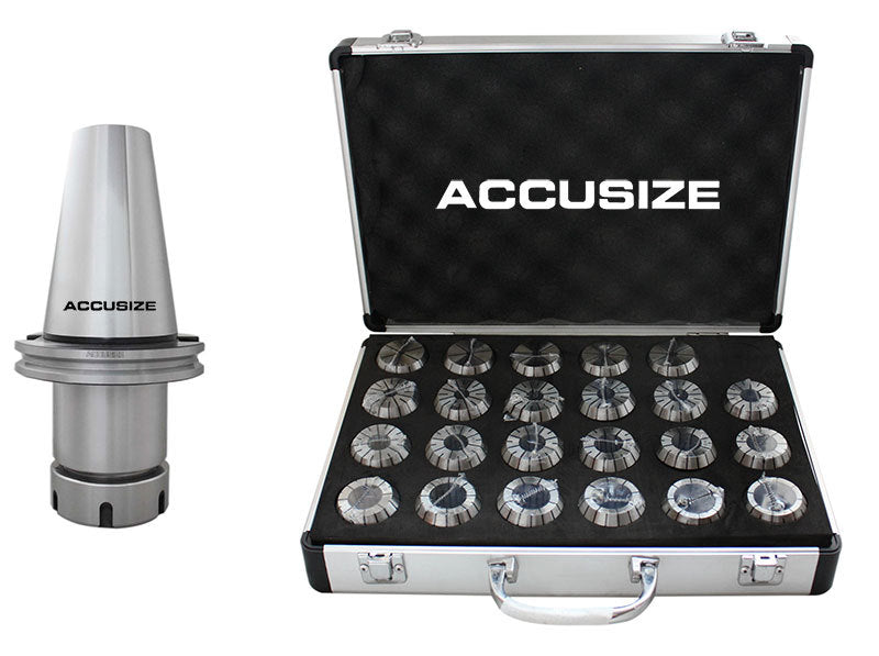 CAT50-ER40 4" Collet Chuck & ER40 23ps/set Metric Collet Set, Range: 4