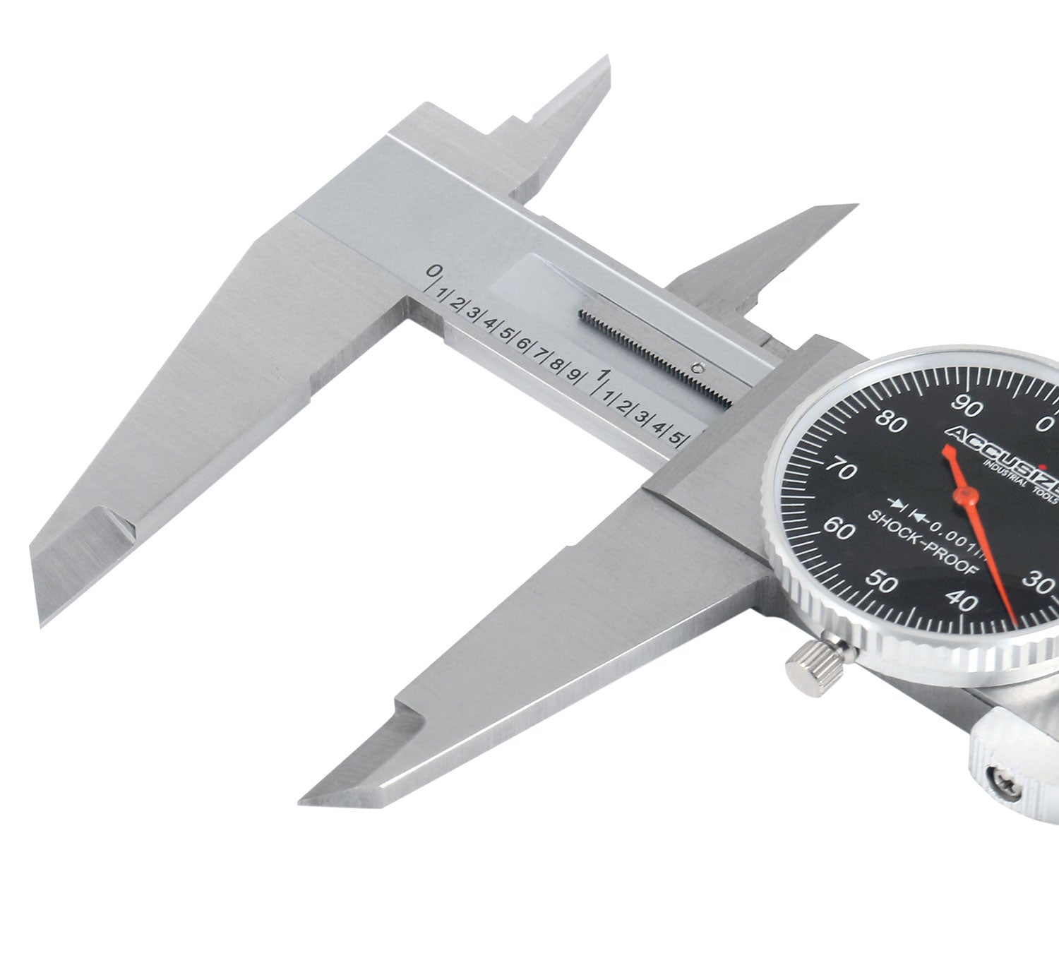 Dial Caliper Black Face, White Scale, Red Needle, inch