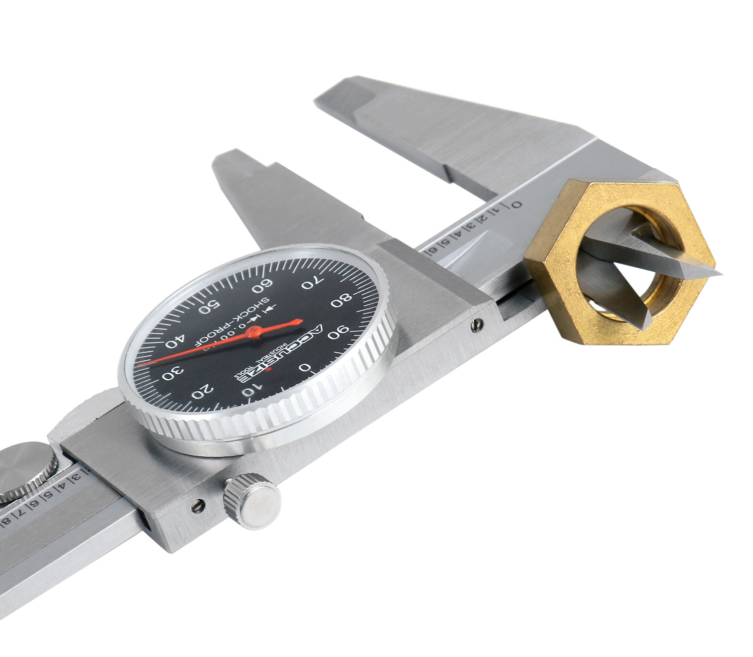 Dial Caliper Black Face, White Scale, Red Needle, inch