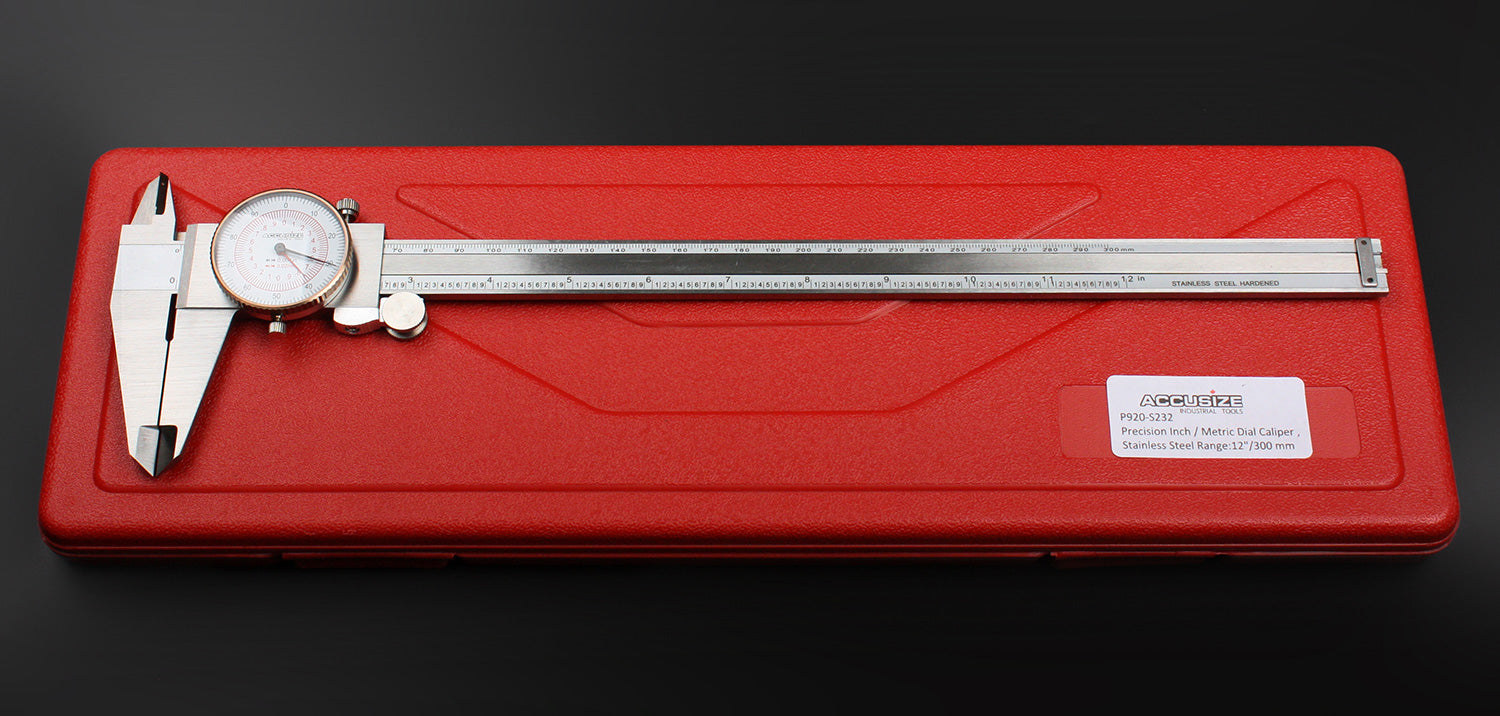 Dual Needle Precision Inch/Metric Dial Caliper, Stainless Steel