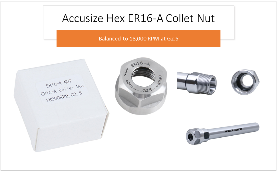 Hex ER16 Collet Nut, Slotted ER32 & ER40 Collet Nut, Balanced to 18,00